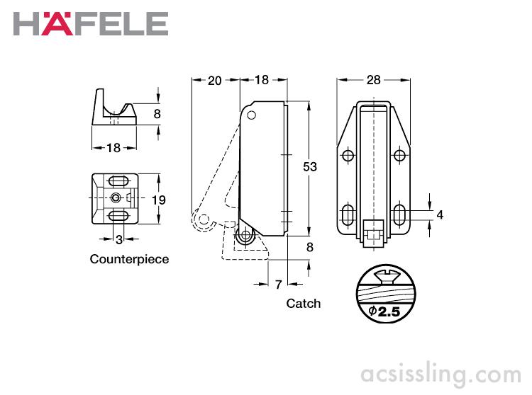 Hafele 245.55.913 QUICK Automatic Spring Catch - AC Sissling